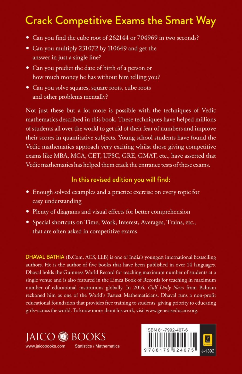 Buy Vedic Mathematics Made Easy, 2nd Edition by Dhaval Bathia online - Jaico Publishing House