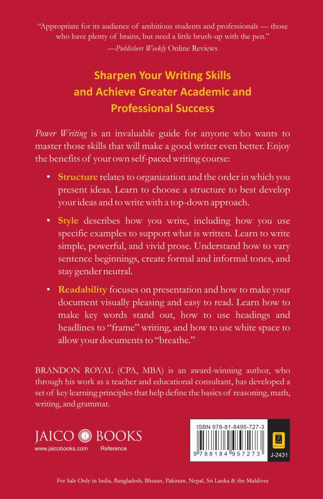 Buy Power Writing by Brandon Royal online - Jaico Publishing House