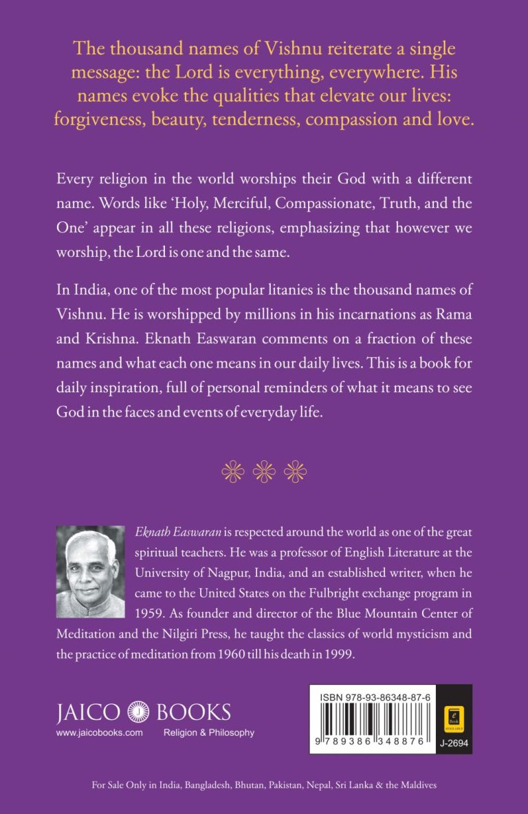 Buy Vishnu and His 1000 Names by Eknath Easwaran online - Jaico Publishing House