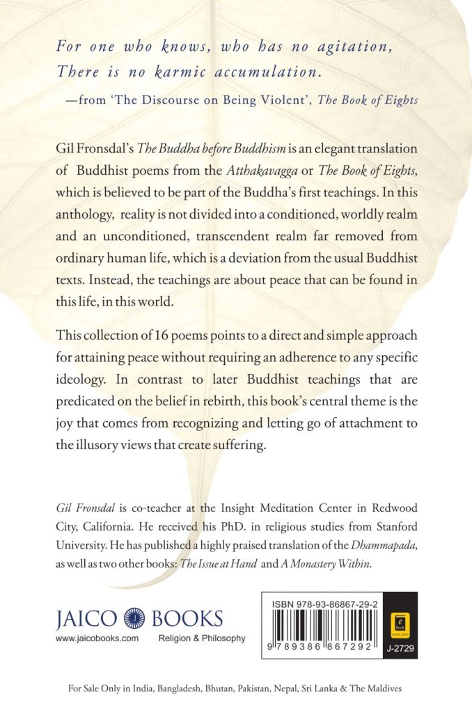 Buy The Buddha before Buddhism by Gil Fronsdal online - Jaico ...