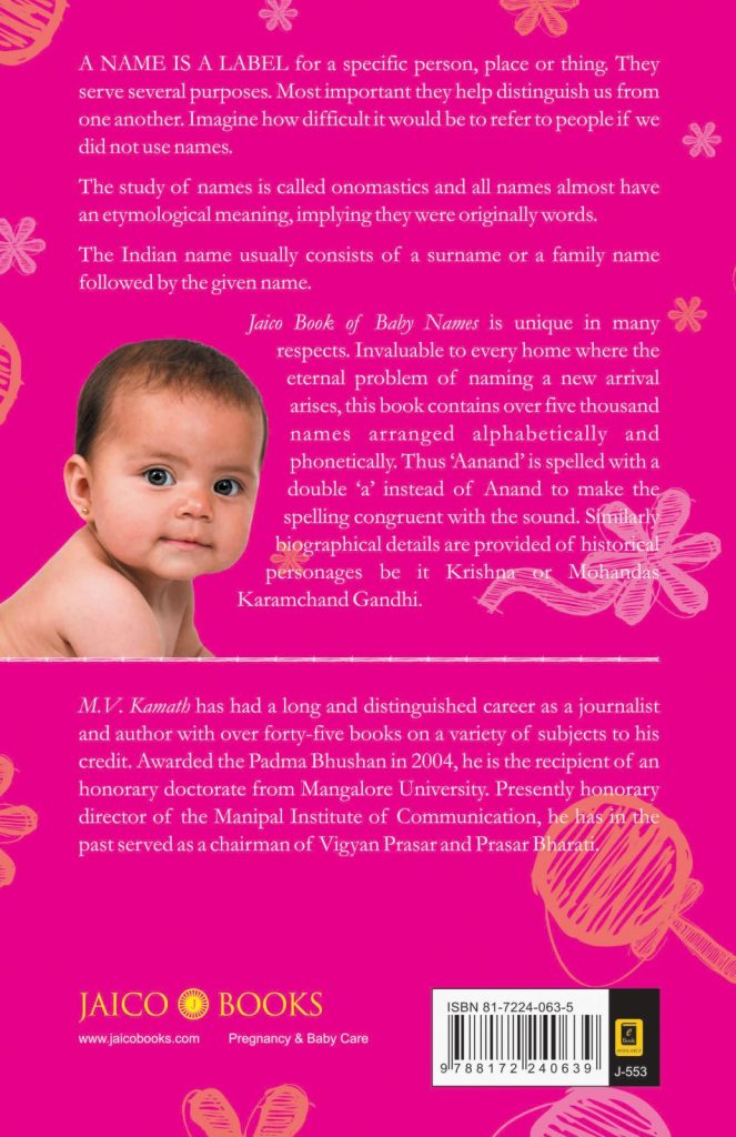 Buy Jaico Book of Baby Names by M.V. Kamath online - Jaico Publishing House